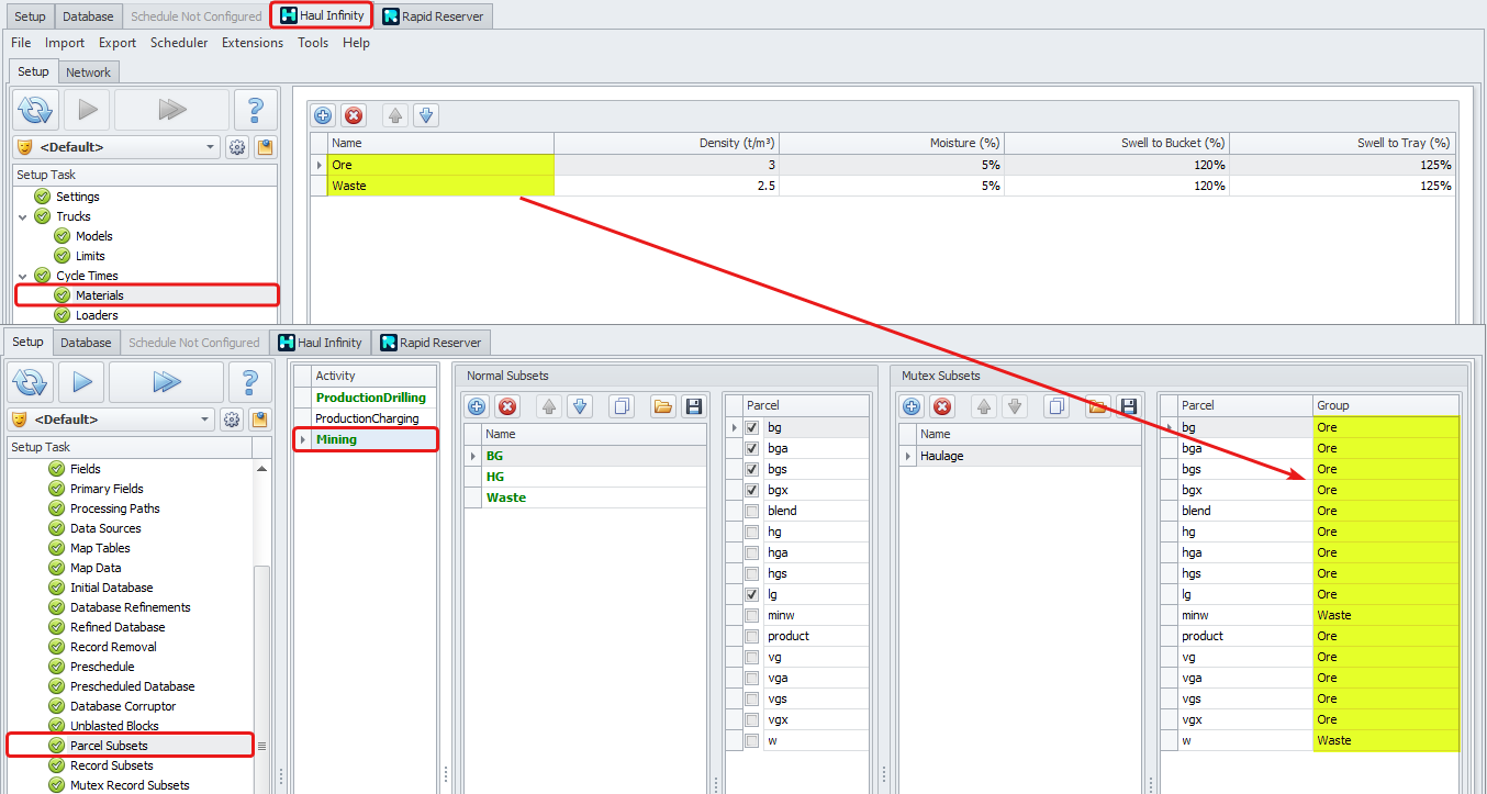 How to resolve “The following material types are missing from the Haul Infinity Project ...