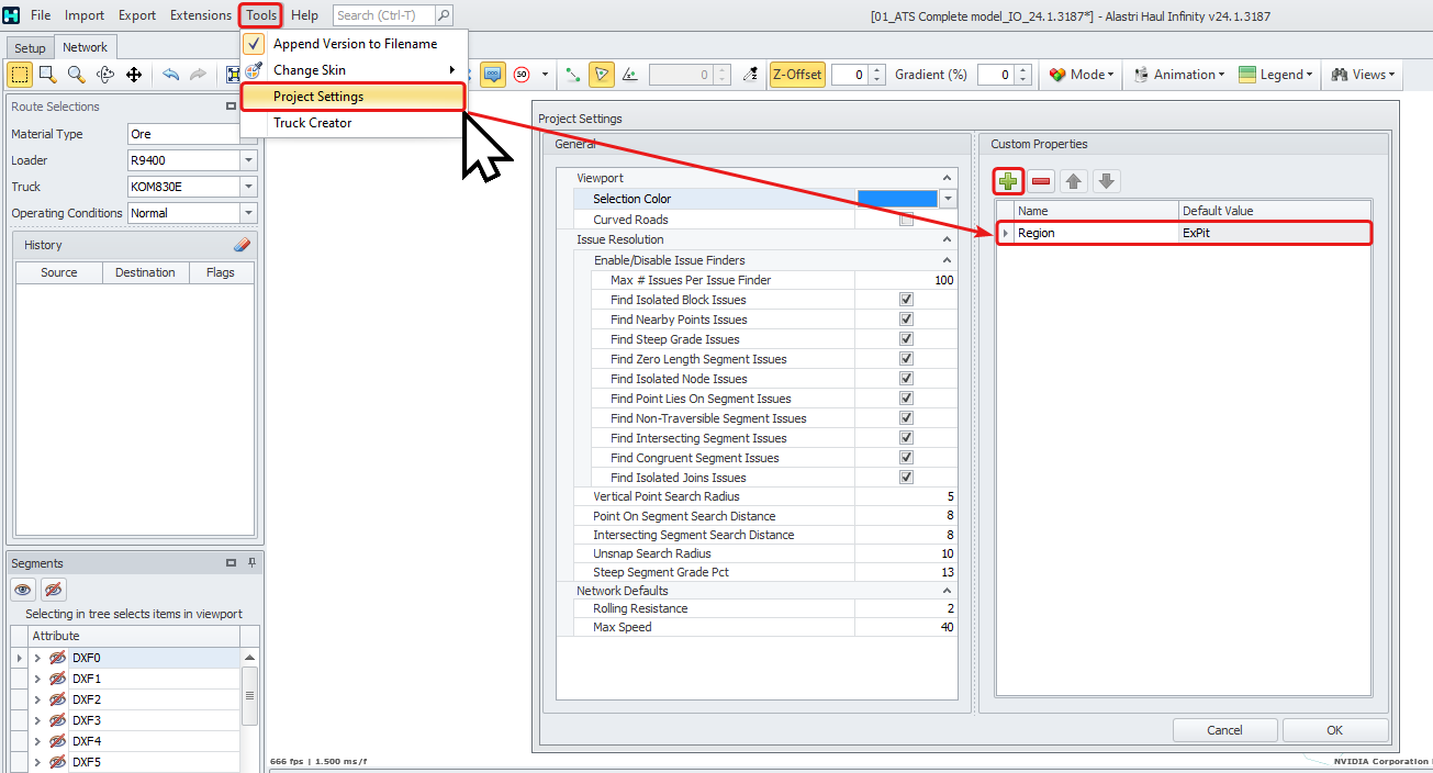 How to export Segments to DXF based on Custom Property – Micromine Alastri